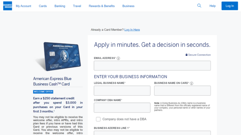 Apply for American Express Blue Business Cash™ Card: Online Form ...
