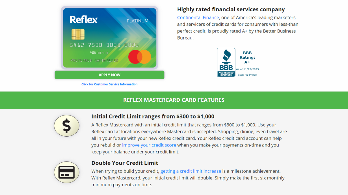 Apply for Reflex® Platinum Mastercard®: Credit Limit Grows - More Net Cash